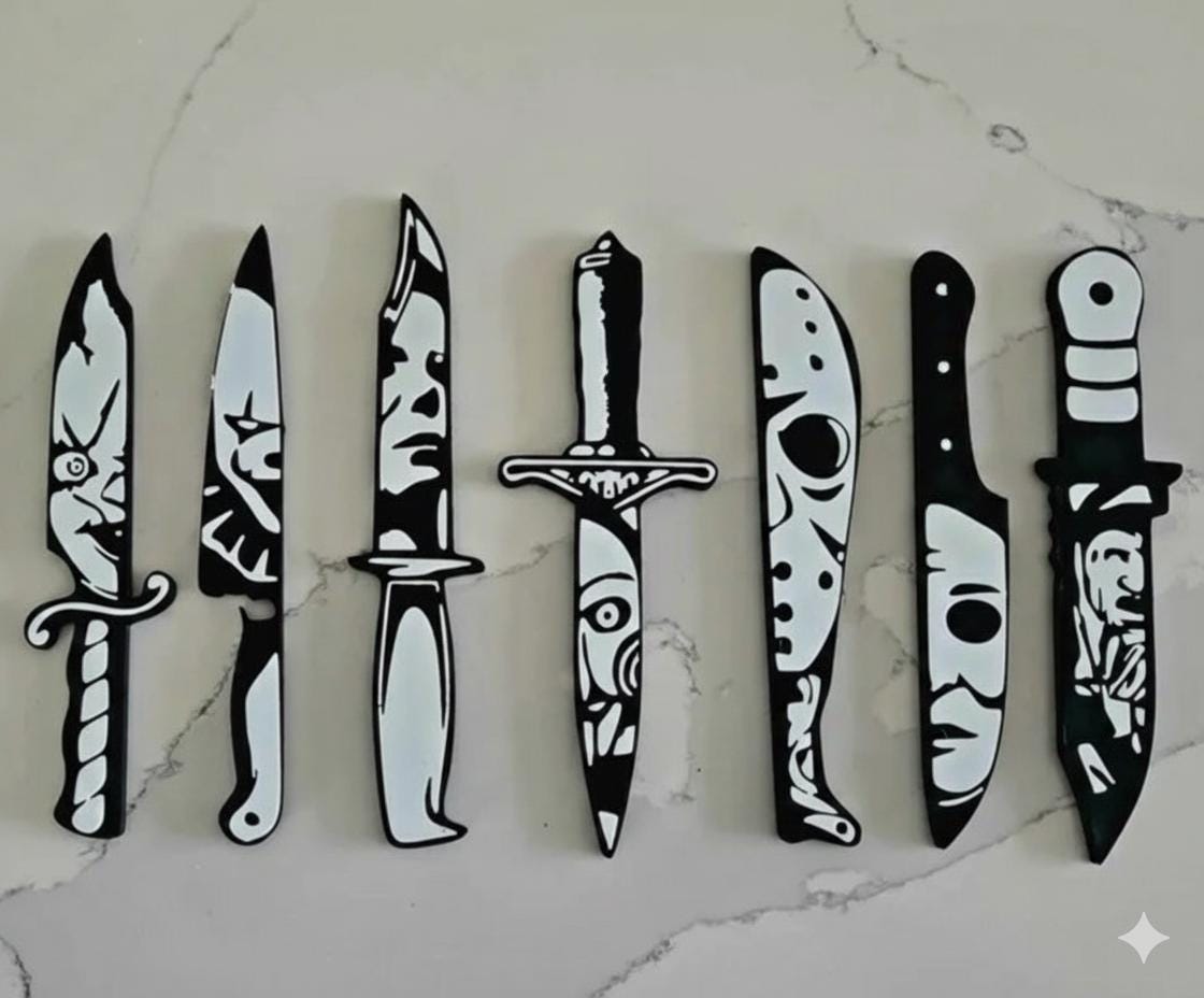 Horror Prop Knife Set, 7 Piece Plus Bonus One, Decor Display Props ...