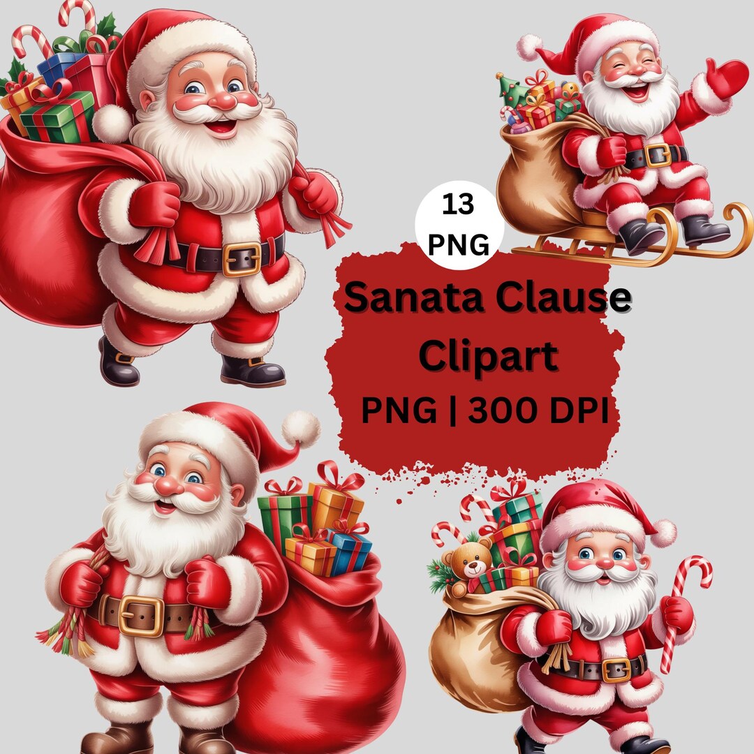 13 Santa Clause Clipart, Christmas Santa Clipart, Santa Clause PNG ...
