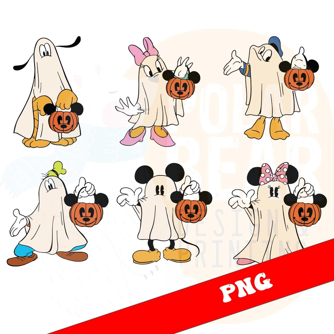 6 Pieces Disney Ghost Png , Mickey and Friends Characters Ghost Png ...