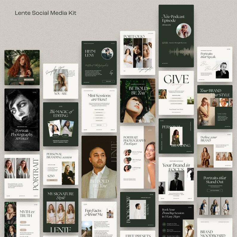 Portrait Photography Canva Templates – Social Media Kit for ...