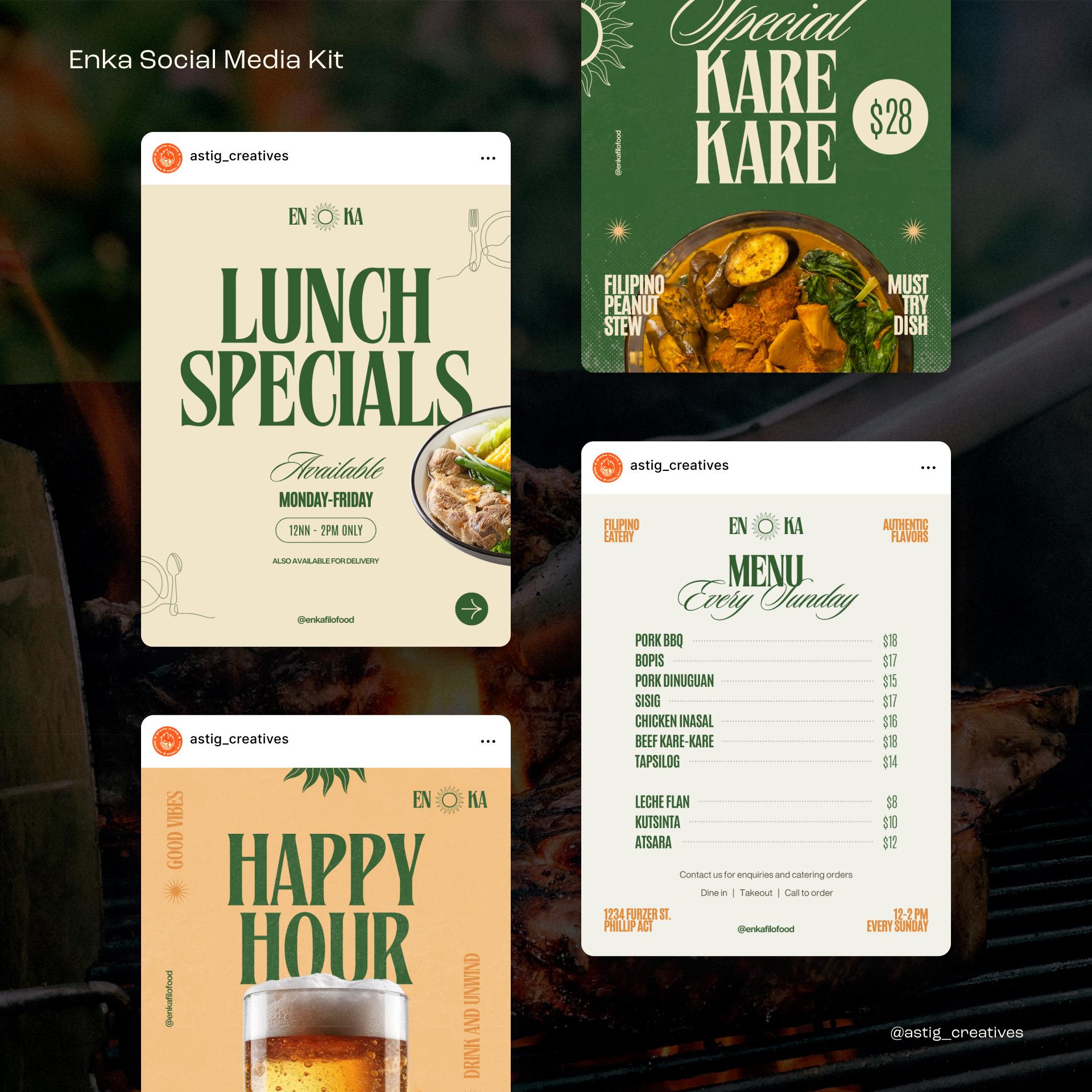 Enka Social Media Kit for Restaurant | Food Instagram Canva Templates ...