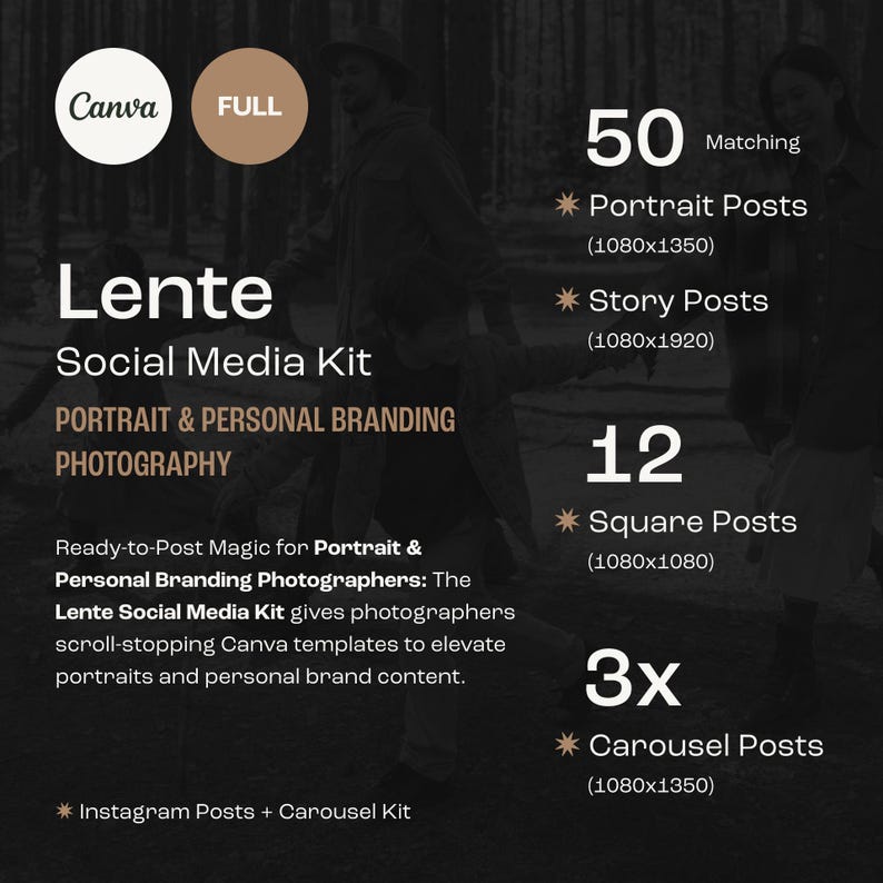 Portrait Photography Canva Templates – Social Media Kit for ...