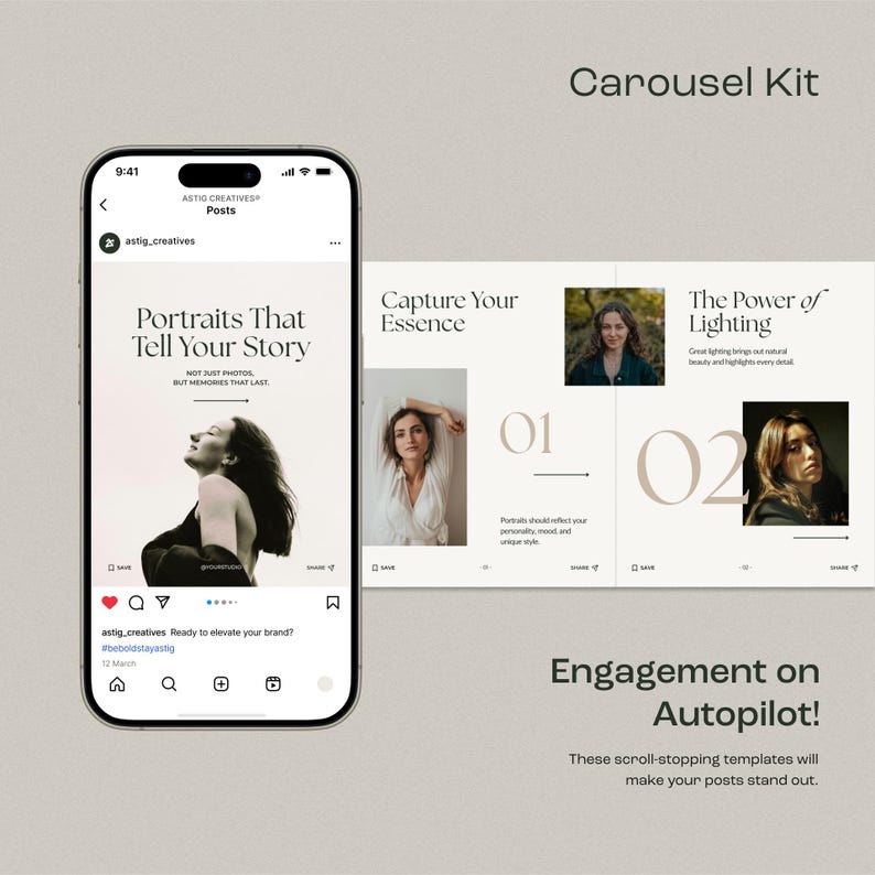 Portrait Photography Canva Templates – Social Media Kit for ...