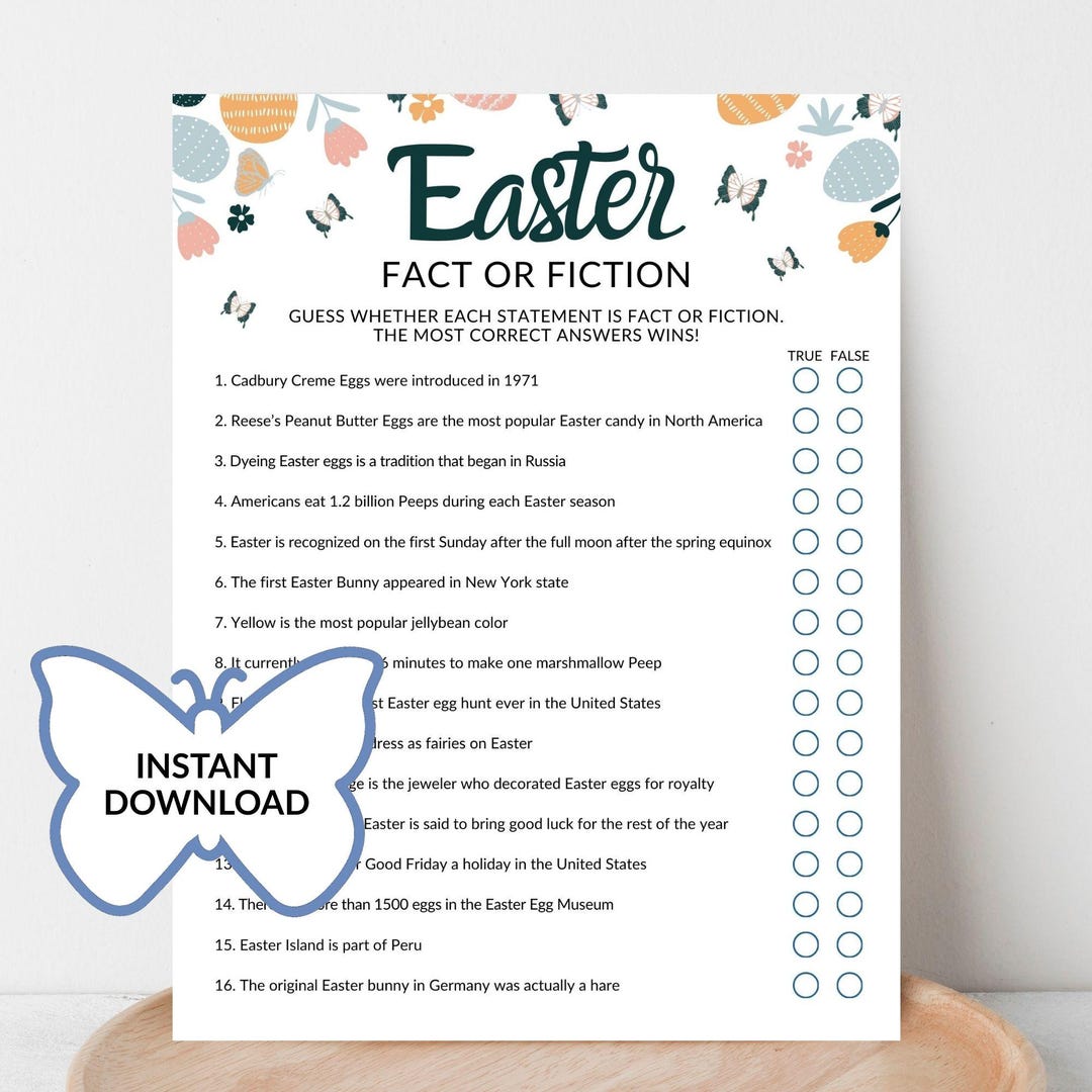 Easter Fact or Fiction Game Digital Download Worksheet Party Celebrate ...