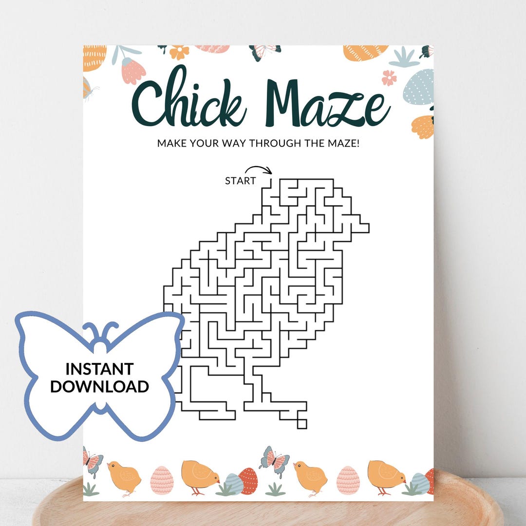 Spring Chick Maze Digital Download Worksheet Party Activity Easter ...