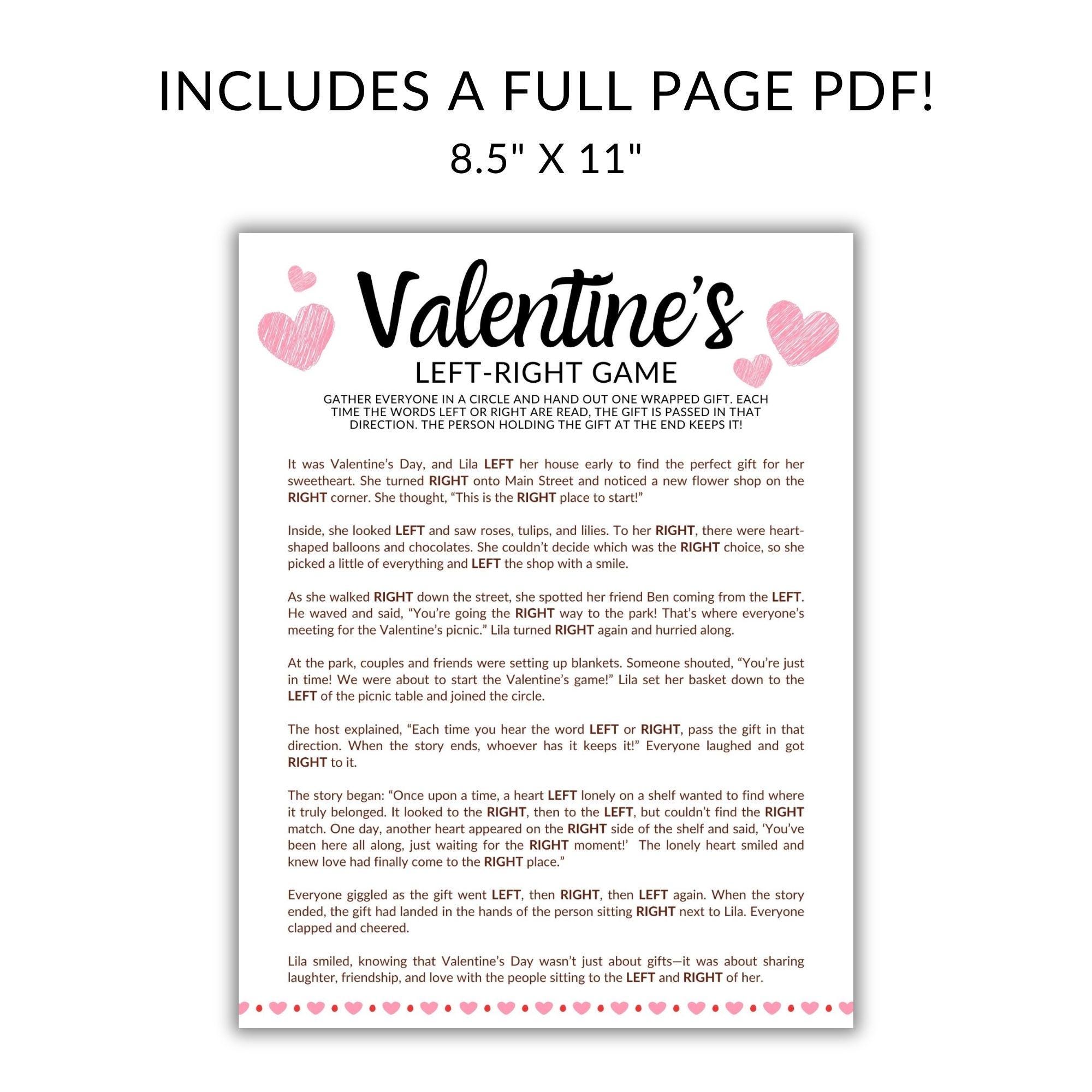 Valentine's Day Left-right Game Puzzle Digital Download Worksheet Party ...