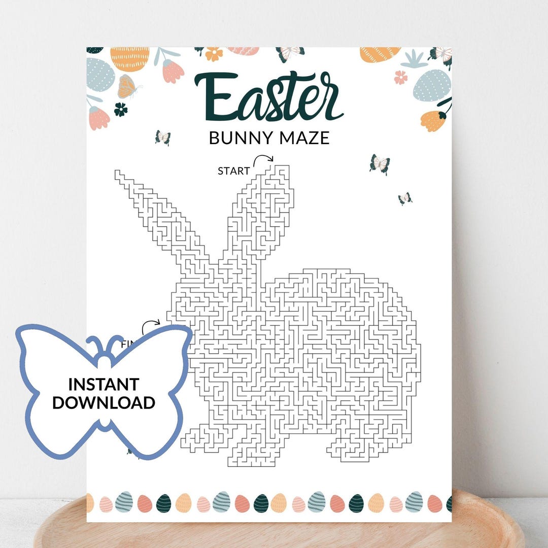 Easter Bunny Maze Digital Download Worksheet Party Celebrate Activity ...