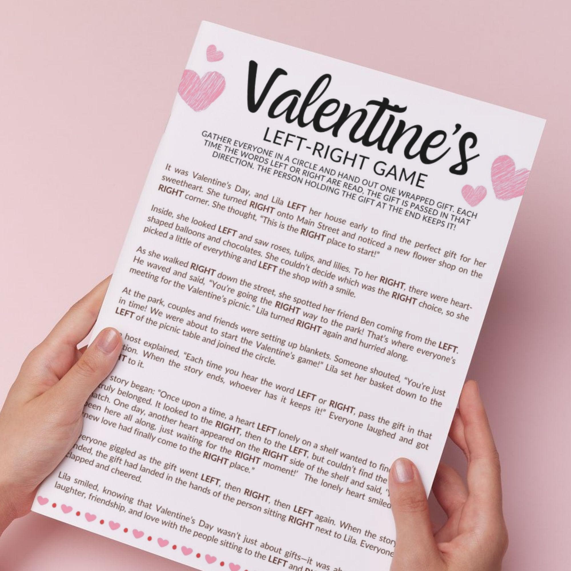 Valentine's Day Left-right Game Puzzle Digital Download Worksheet Party ...