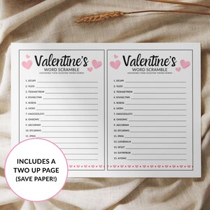 Valentine's Day Word Scramble Game Puzzle Digital Download Worksheet ...