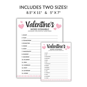 Valentine's Day Word Scramble Game Puzzle Digital Download Worksheet ...
