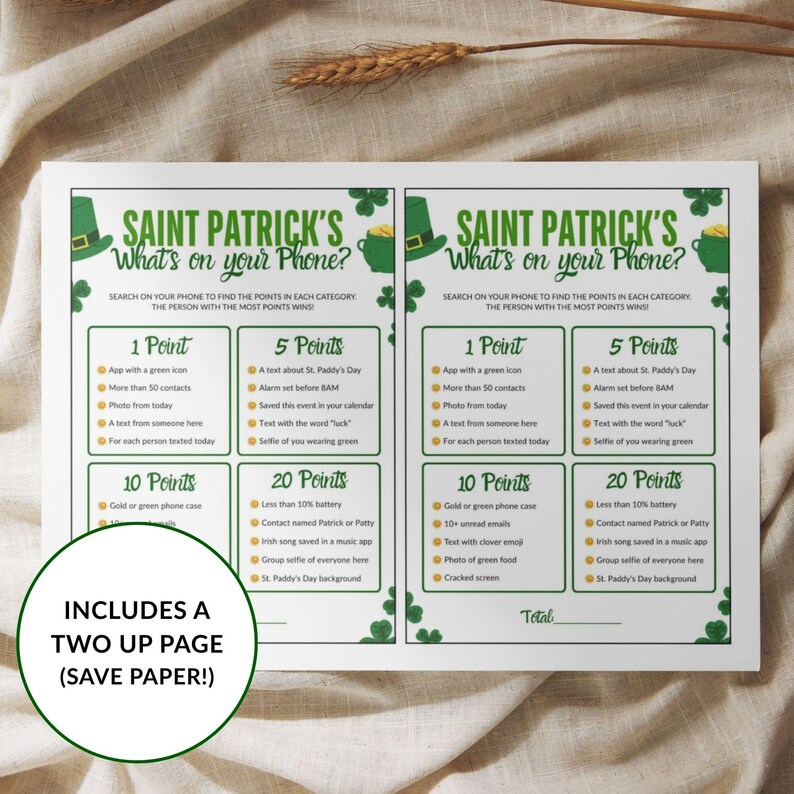 St. Patrick's Day What's on Your Phone Game Digital Download Printable ...