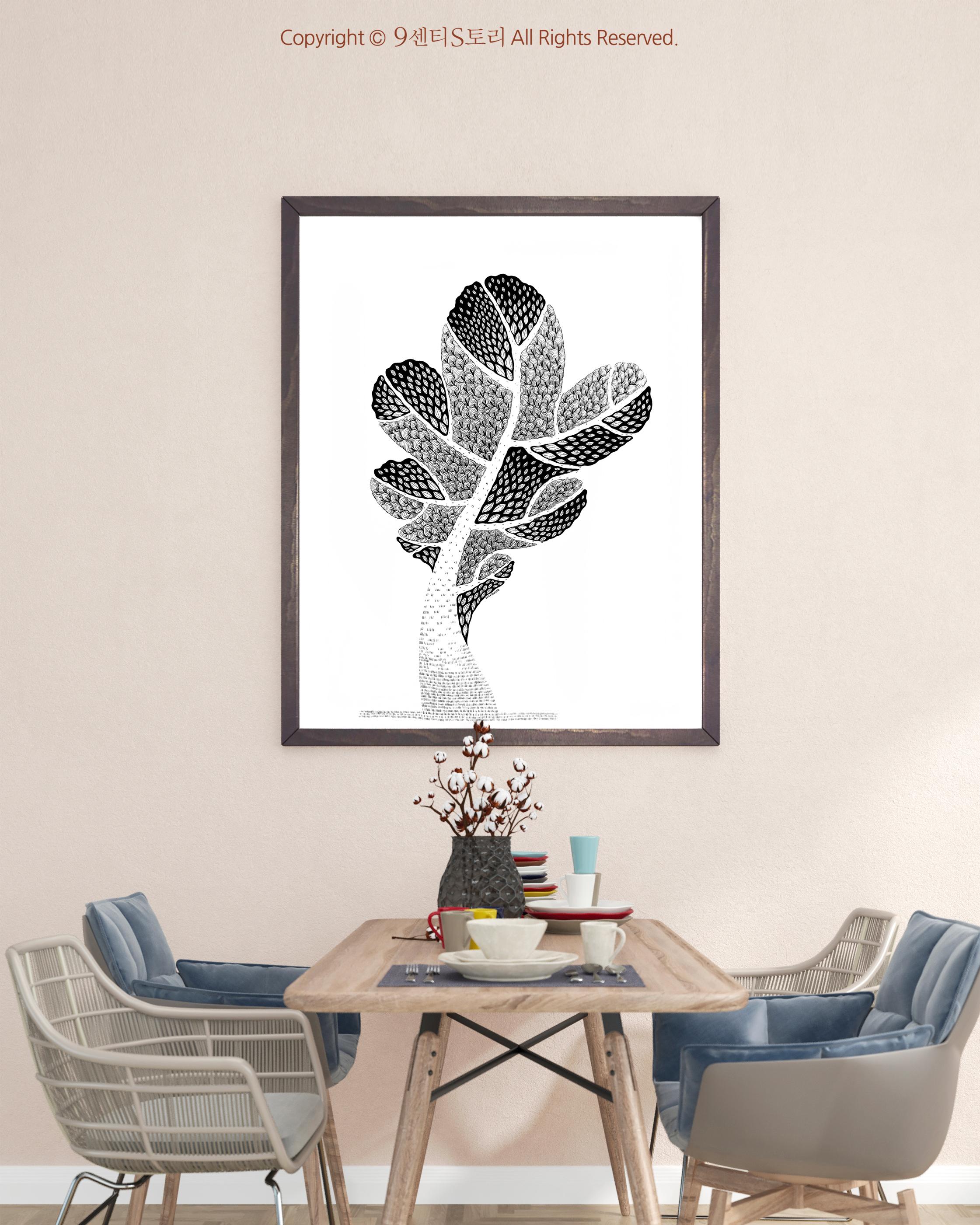 Pong Leaf Tree | Black & White Pattern Art Printable | Minimalist Wall ...