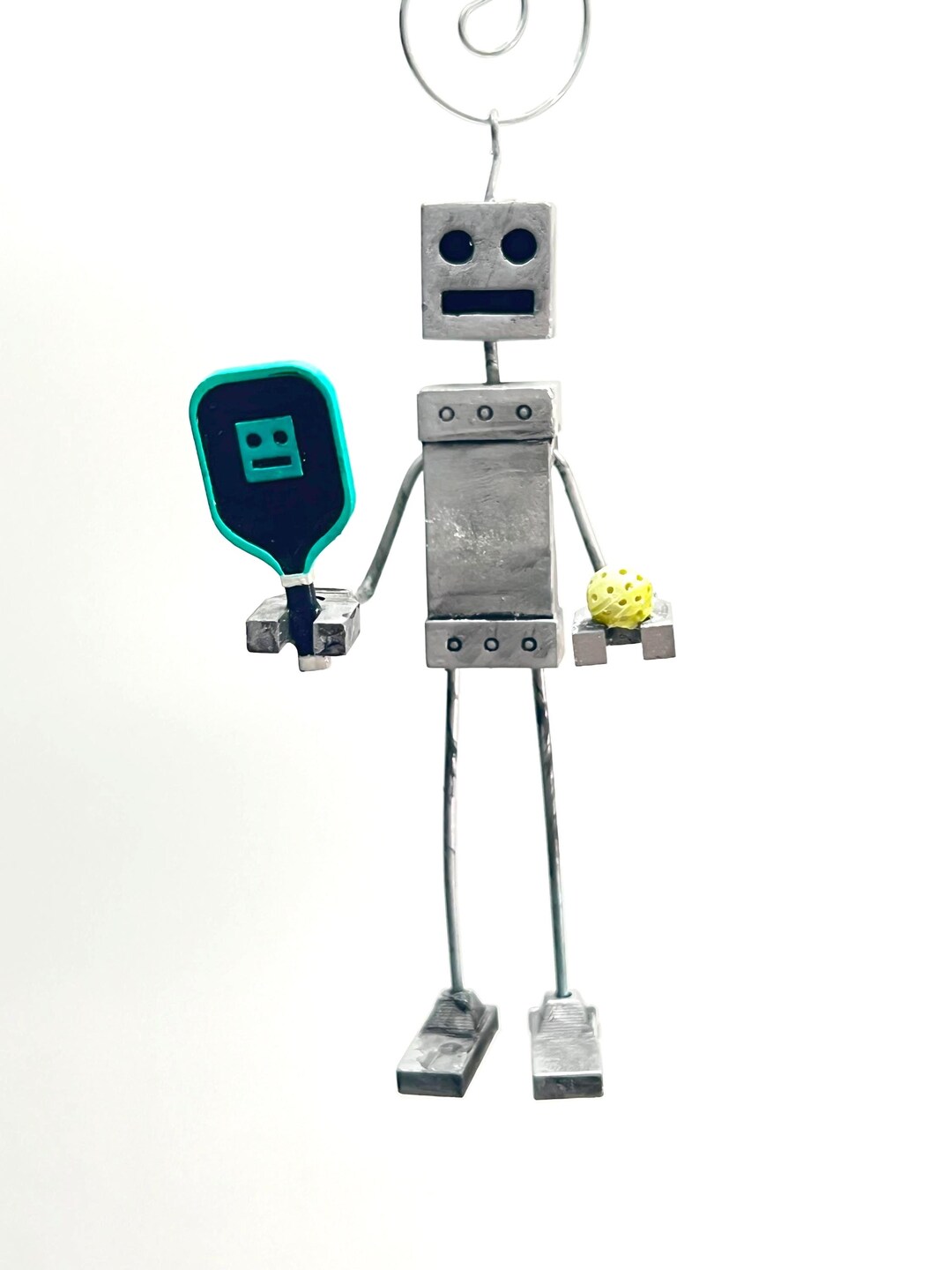 Pickleball Robot - Christmas Tree Ornament / Decor Sculpture - With ...