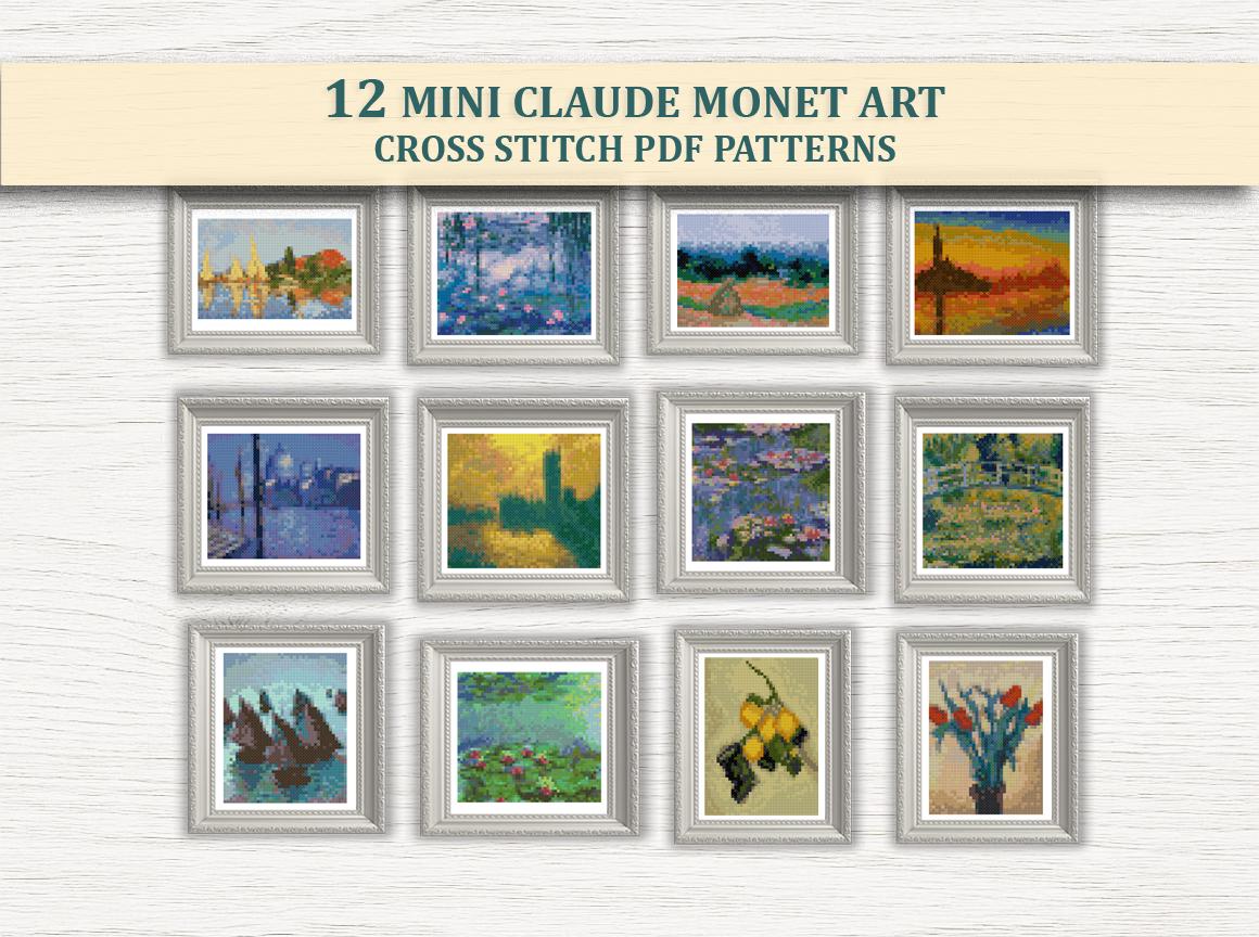 12 Miniature Claude Monet Cross Stitch Pdf Patterns Set. Famous ...