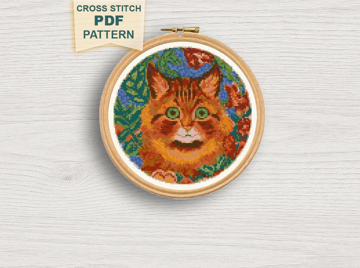 12 Louis Wain Cat Cross Stitch Patterns PDF Bundle – Famous Painting ...