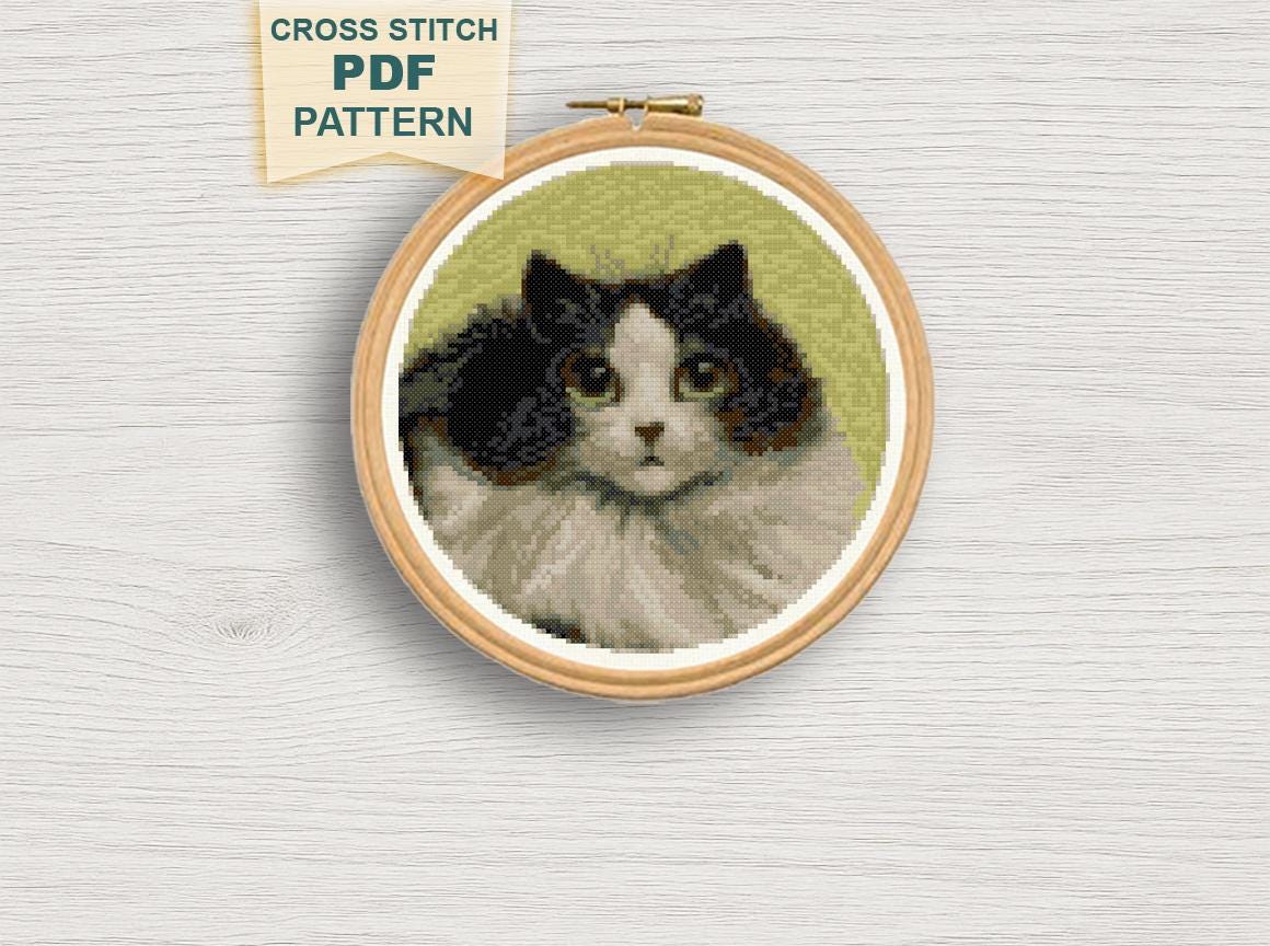 12 Louis Wain Cat Cross Stitch Patterns PDF Bundle – Famous Painting ...