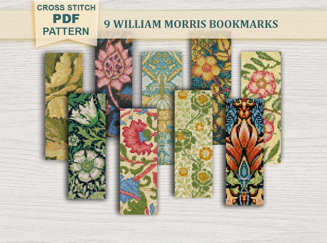 9 William Morris Famous Paintings Bookmarks Cross Stitch Patterns Set ...