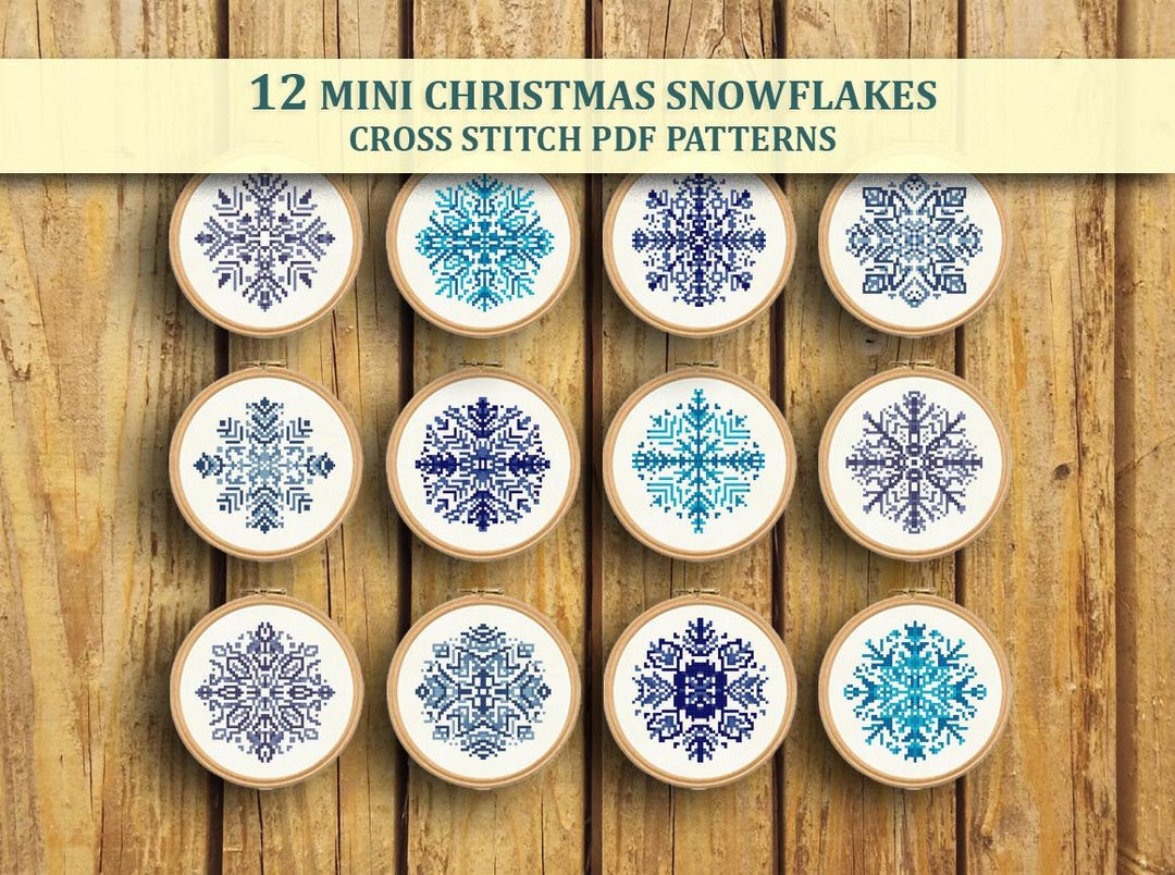 12 Miniature Snowflakes Cross Stitch Pdf Patterns Set. Winter, New Year ...