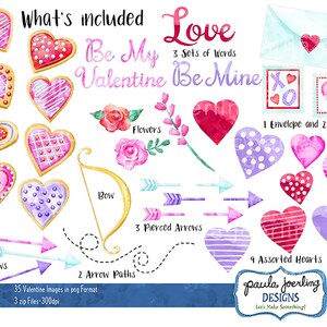 Watercolor Valentine Clip Art, Watercolor Hearts, Love, Watercolor ...