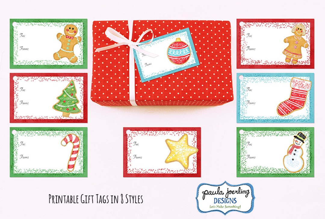 Printable Christmas Cookie Gift Tags, Holiday Gift Tags, Christmas Tags ...