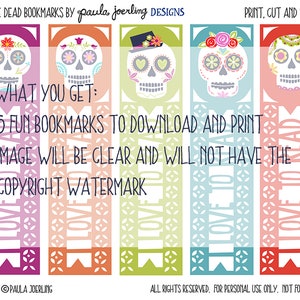 Printable Day of the Dead Bookmarks, Halloween Party Favor, Classroom ...