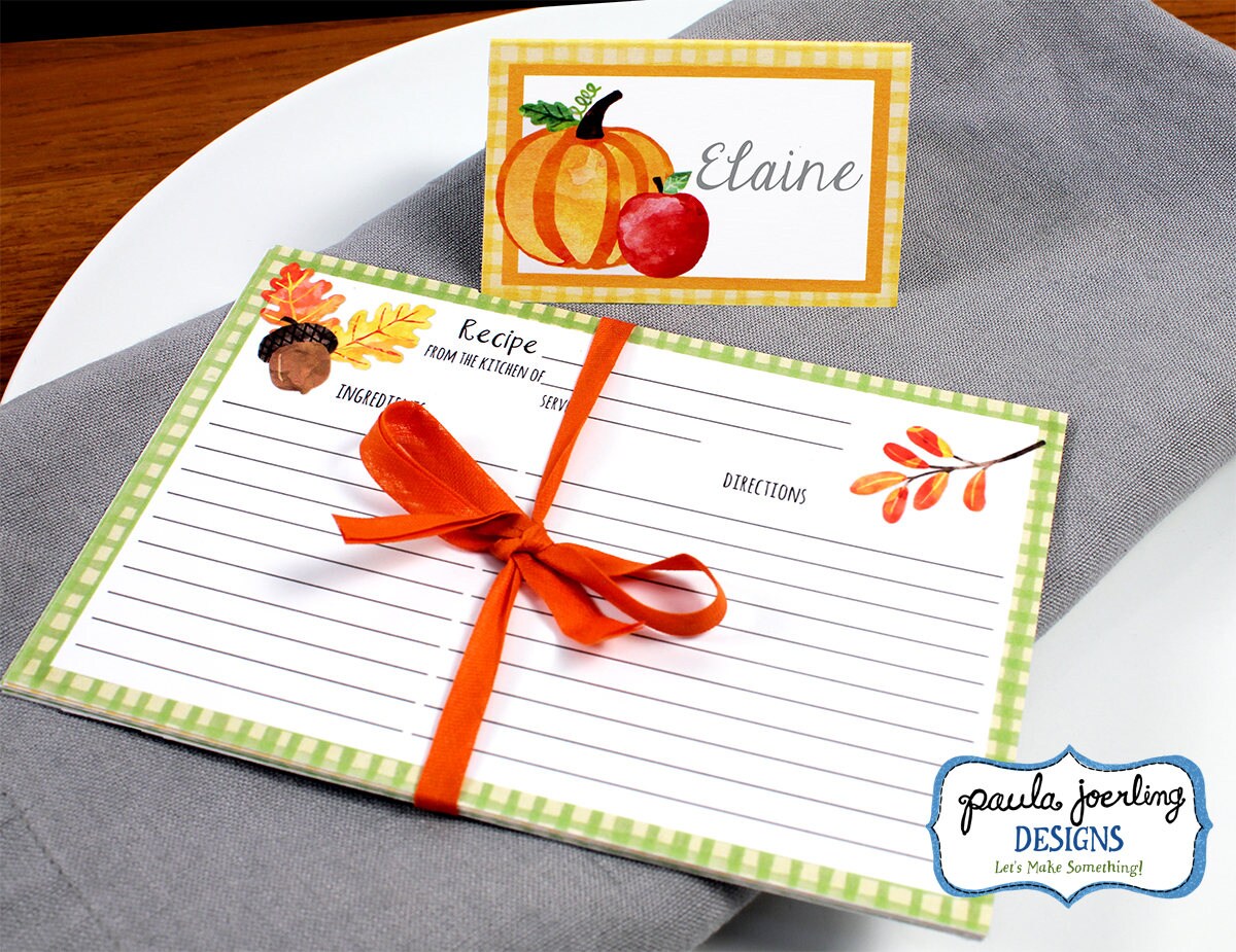 Printable Thanksgiving Recipe Cards, Thanksgiving Watercolor 4 X 6 ...