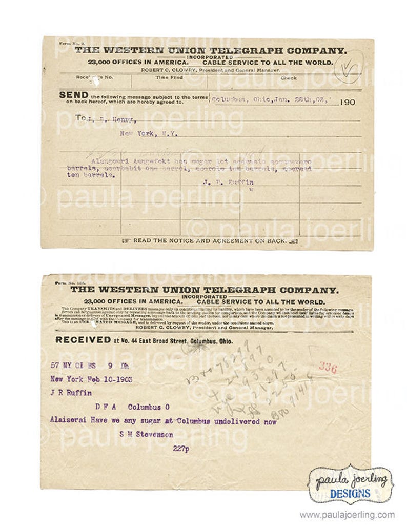 Printable Vintage Telegram, Western Union, Digital Download, Ephemera ...