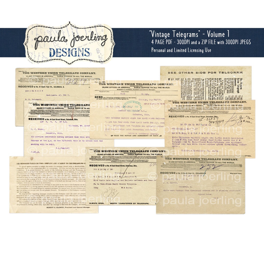 Vintage Western Union Telegram Printable, Digital Download, Old ...