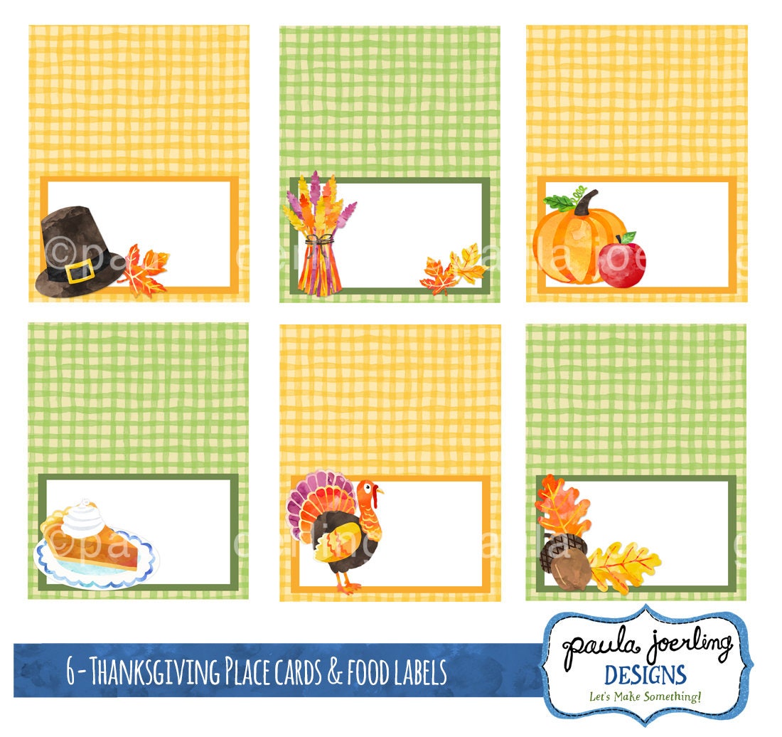 Printable Thanksgiving Place Card, Thanksgiving Food Label ...