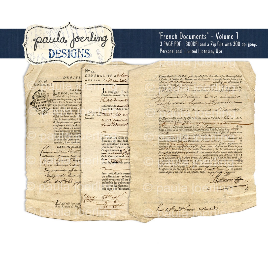 Old French Writing Digital Download, Printable French Document ...