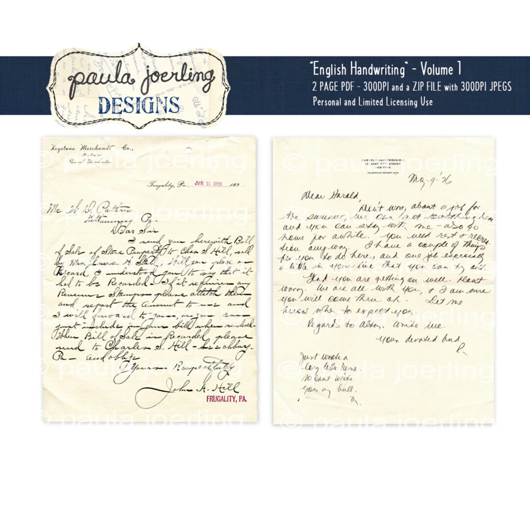 English Cursive Digital Download, Printable English Writing, Ephemera ...
