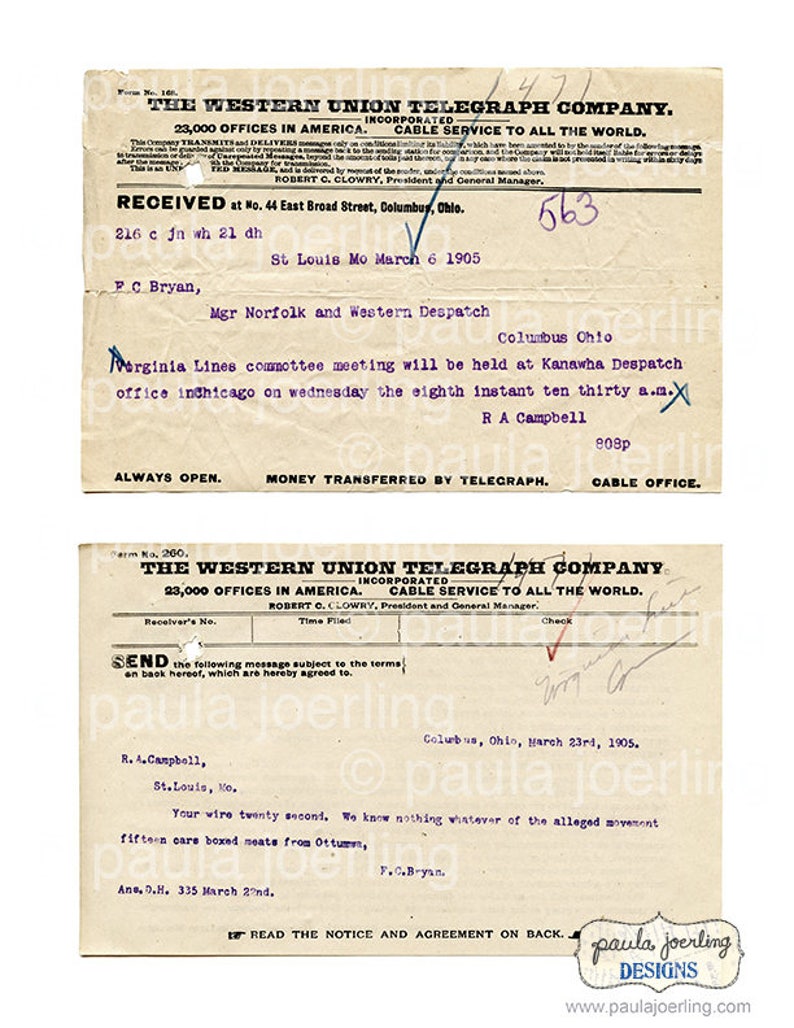 Printable Vintage Telegram, Western Union, Digital Download, Ephemera ...