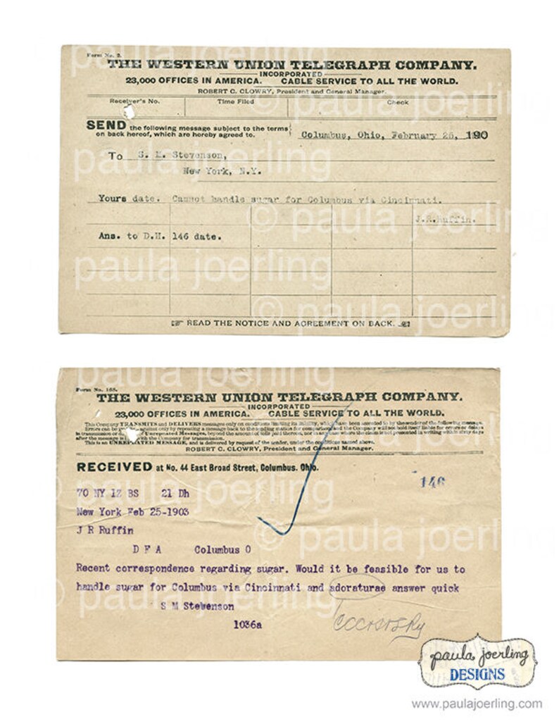 Printable Vintage Telegram, Western Union, Digital Download, Ephemera ...