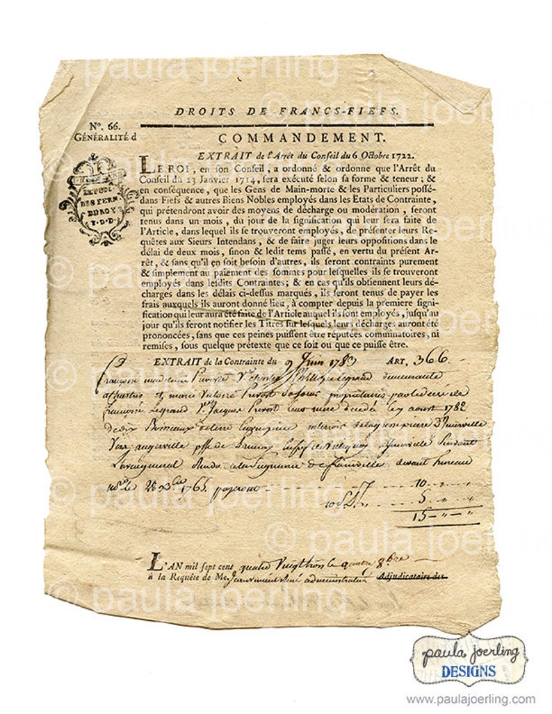 Old French Writing Digital Download, Printable French Document ...