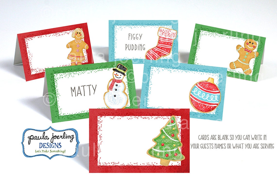 Printable Christmas Cookies Place Card, Christmas Food Label, Christmas ...