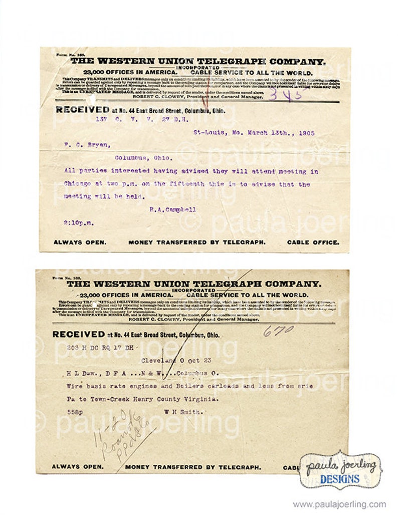 Vintage Western Union Telegram Printable, Digital Download, Old ...