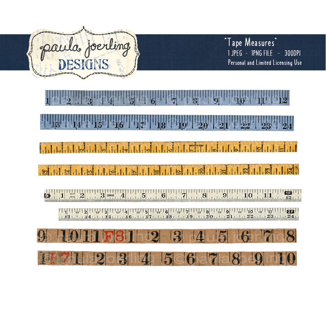 Printable Vintage Tape Measures, Digital Download, Ephemera, Scrapbook ...