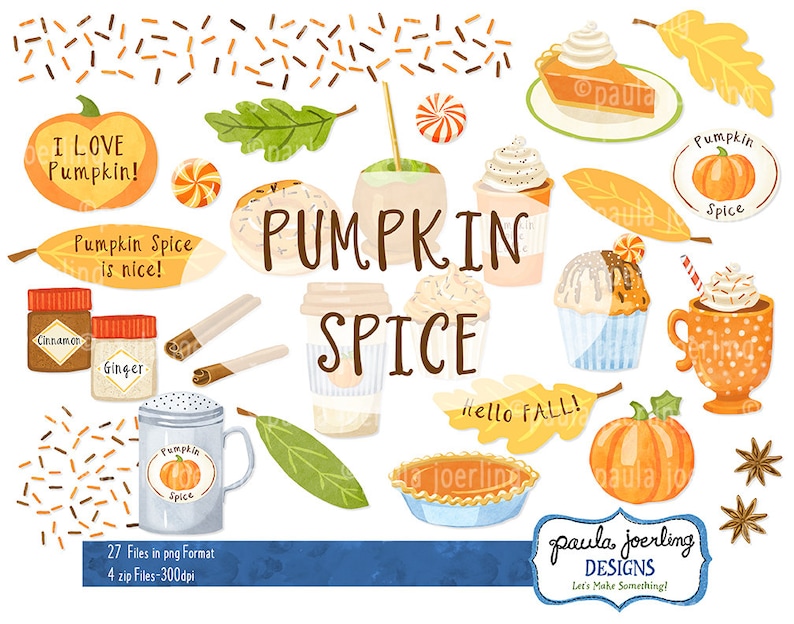 Pumpkin Spice Clip Art, Fall Images, Digital Download, Instant Download ...
