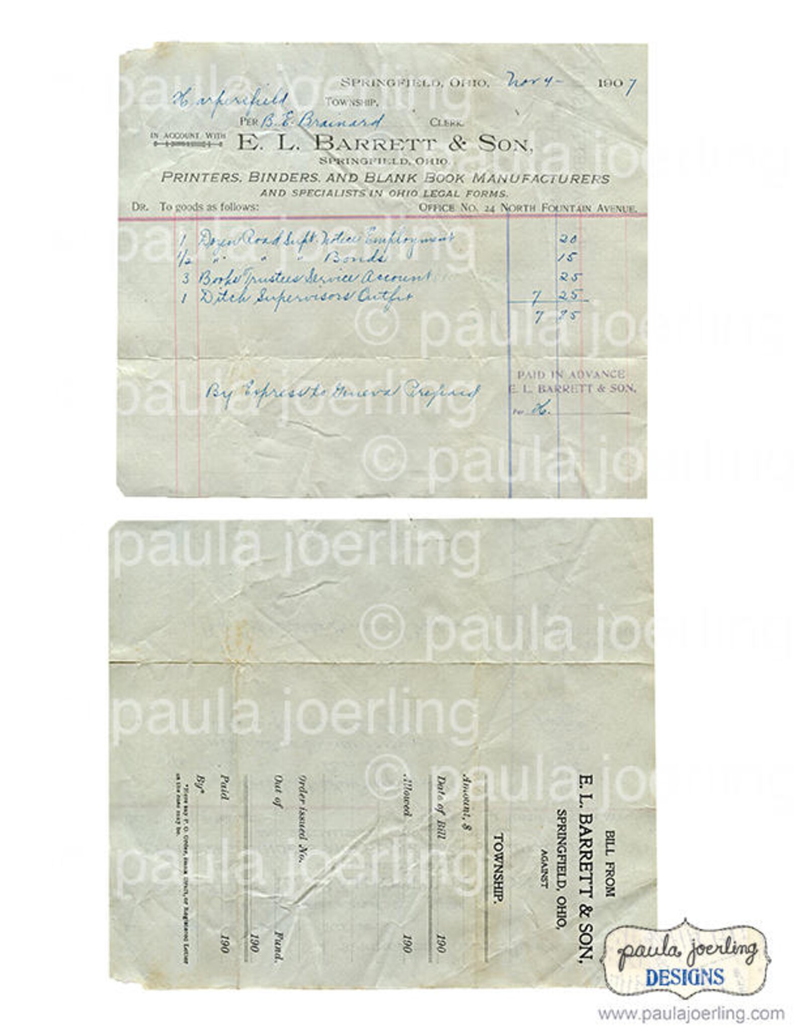 Printable, Vintage Receipts Digital Download, Ephemera, Scrapbook Paper ...
