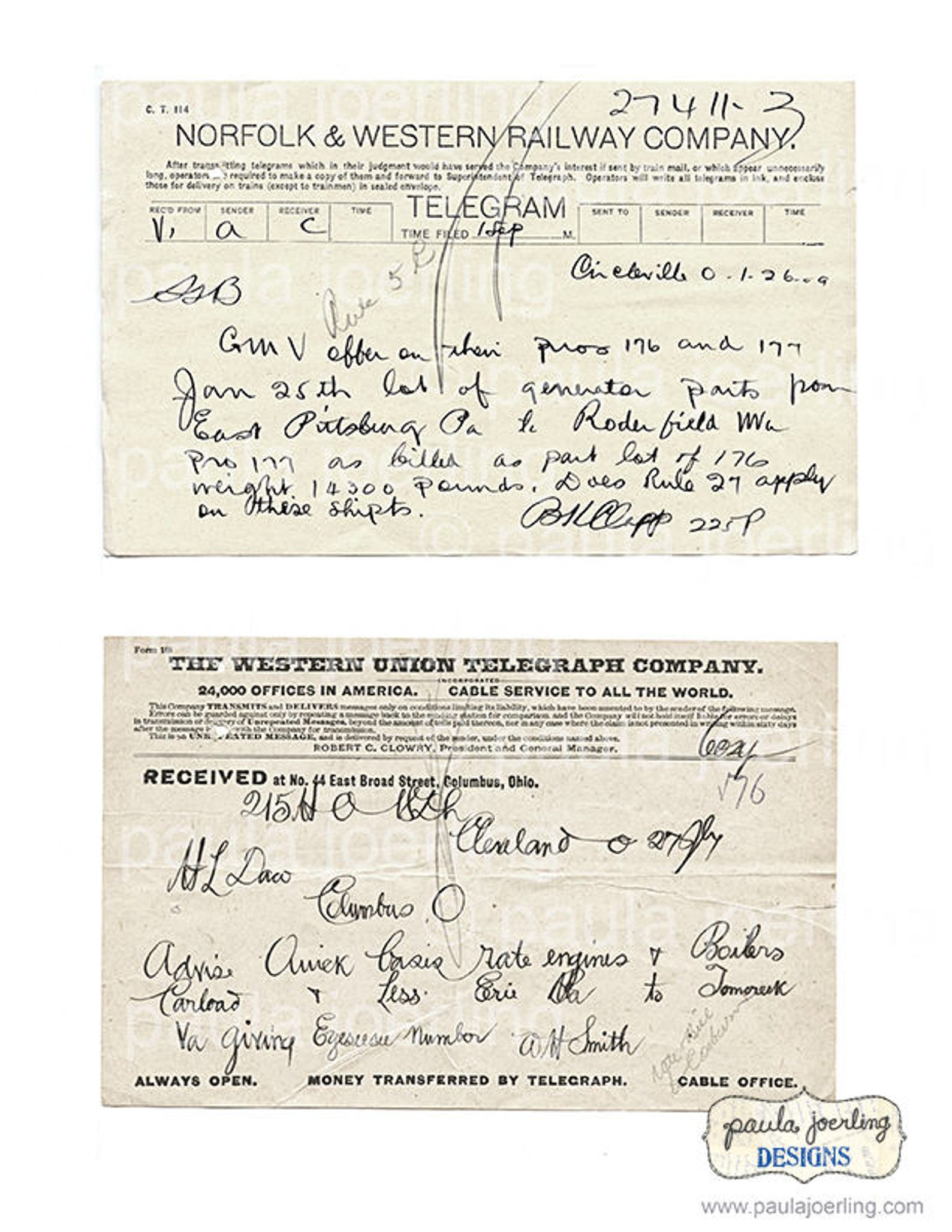 Printable Vintage Telegram, Western Union, Digital Download, Ephemera ...