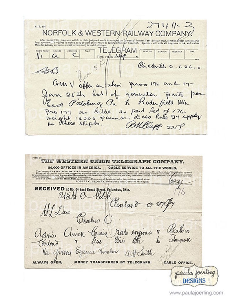 Printable Vintage Telegram, Western Union, Digital Download, Ephemera ...