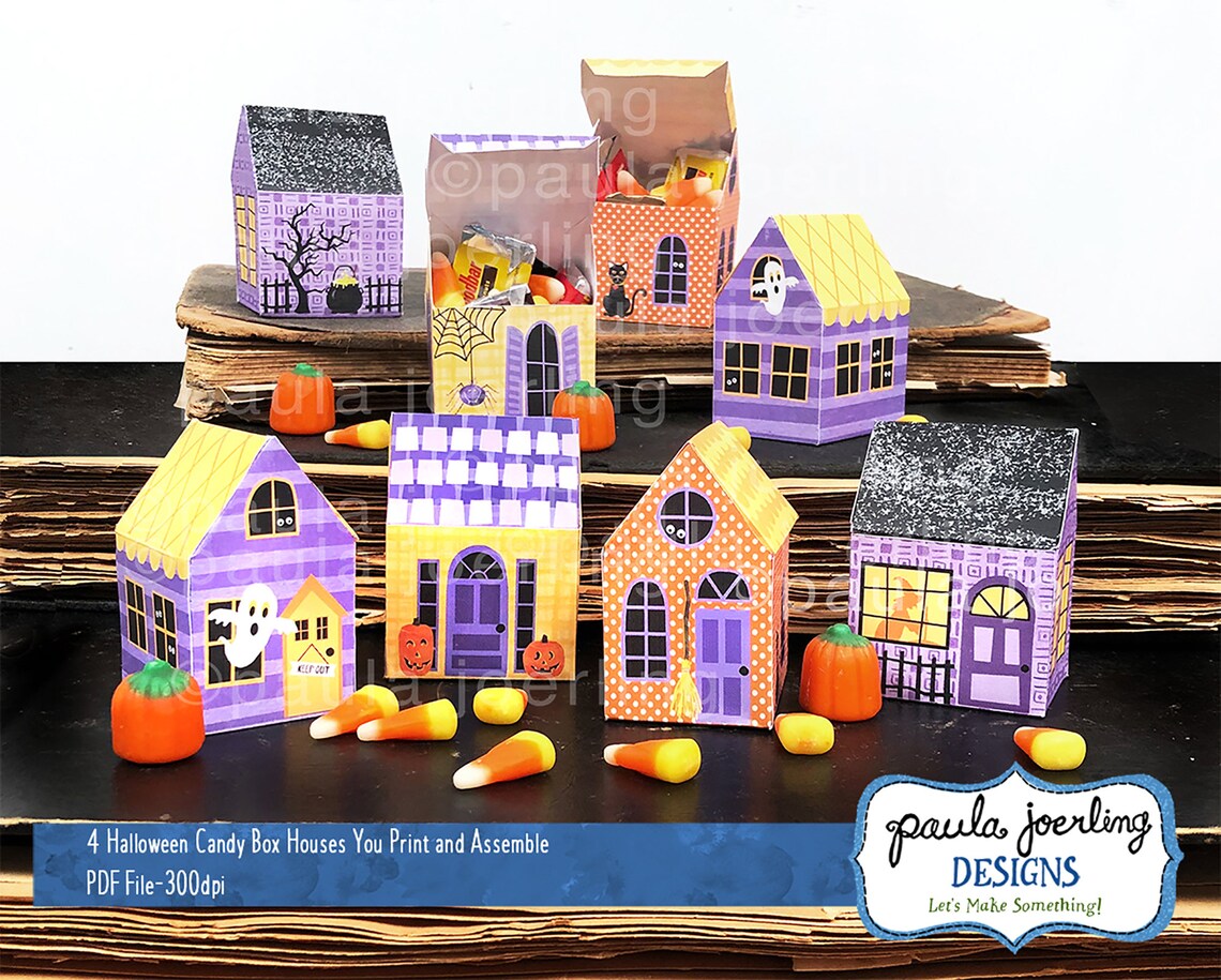 Printable DIY Halloween Houses, Halloween Party Favor, Classroom Treats ...
