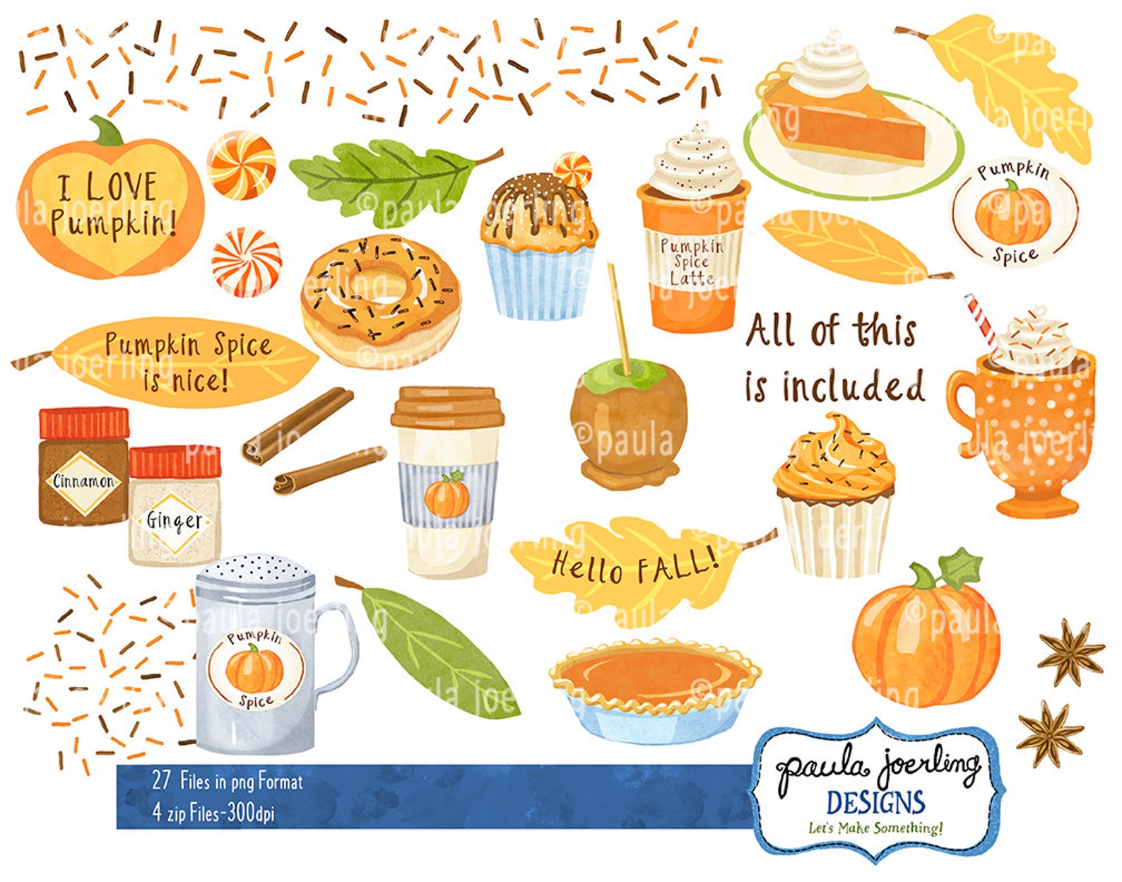 Pumpkin Spice Clip Art, Fall Images, Digital Download, Instant Download ...