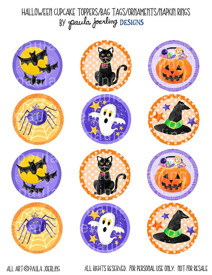 Printable Halloween Cupcake Topper, Napkin Ring, Halloween Garland ...