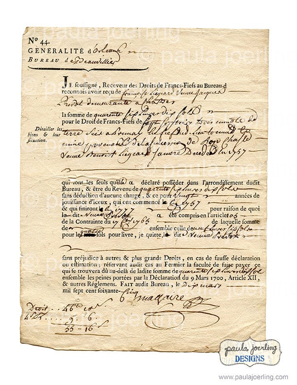 Old French Writing Digital Download, Printable French Document ...