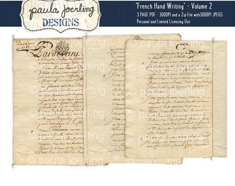 Printable French Cursive, Old French Writing Digital Download, Ephemera ...