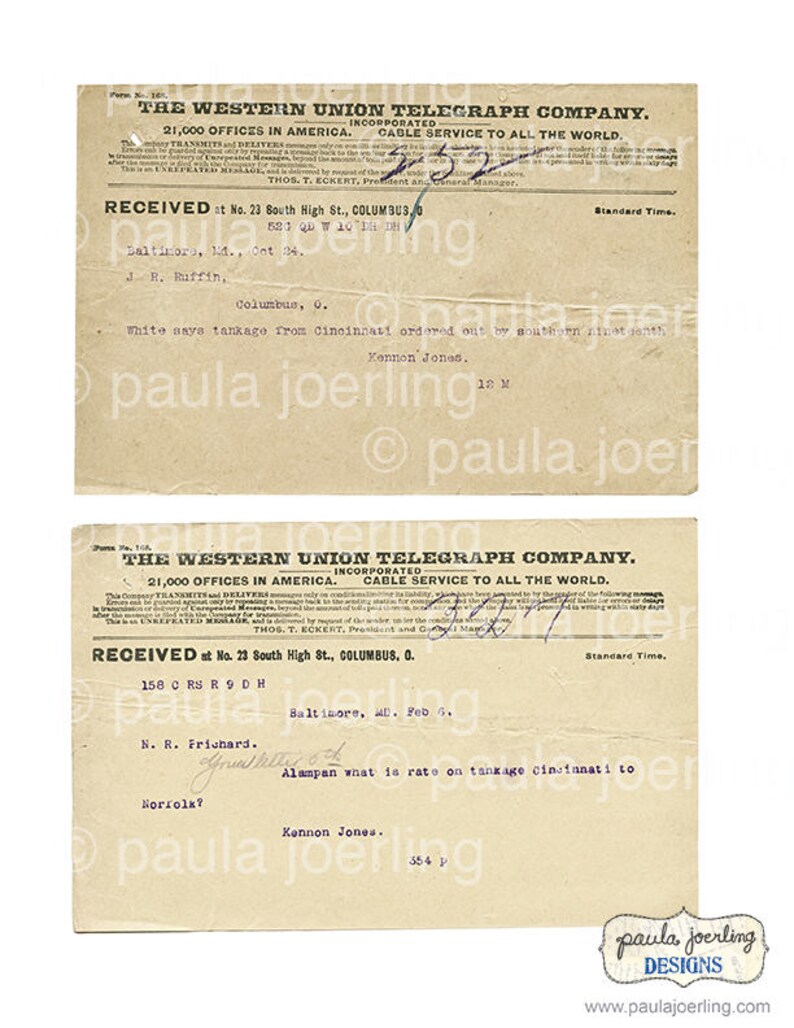 Vintage Western Union Telegram Printable, Digital Download, Old ...