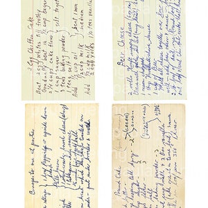 Vintage Handwritten Recipe Cards, Download, Printable, Digital Download ...