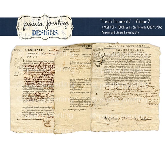 Vintage French Document Printable Digital Download French - Etsy