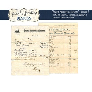 Hand Written Receipts, Cursive, Digital Download, English Writing ...